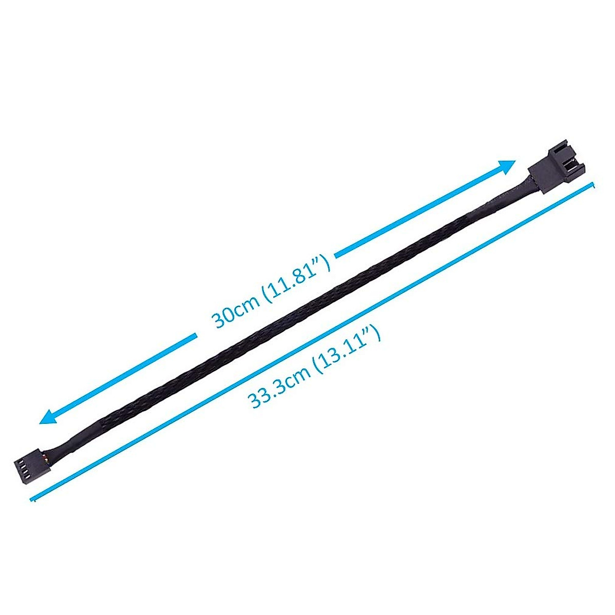 Easycargo 30cm Case Fan Extension Cable, PWM Fan Cable Extension, 3 pin 4 pin Case Fan Power Extension (1-Pack)