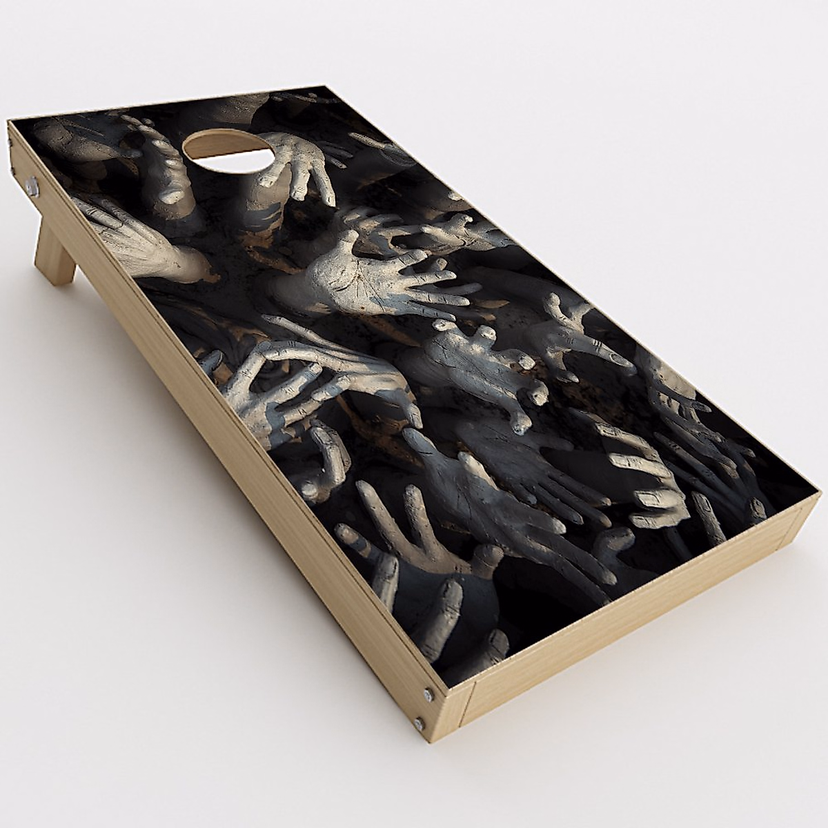 Skin Decal Vinyl Wrap for Cornhole Game Board Bag Toss (2xpcs.) Skins Stickers Cover/Zombie Hands Dead trapped Walking