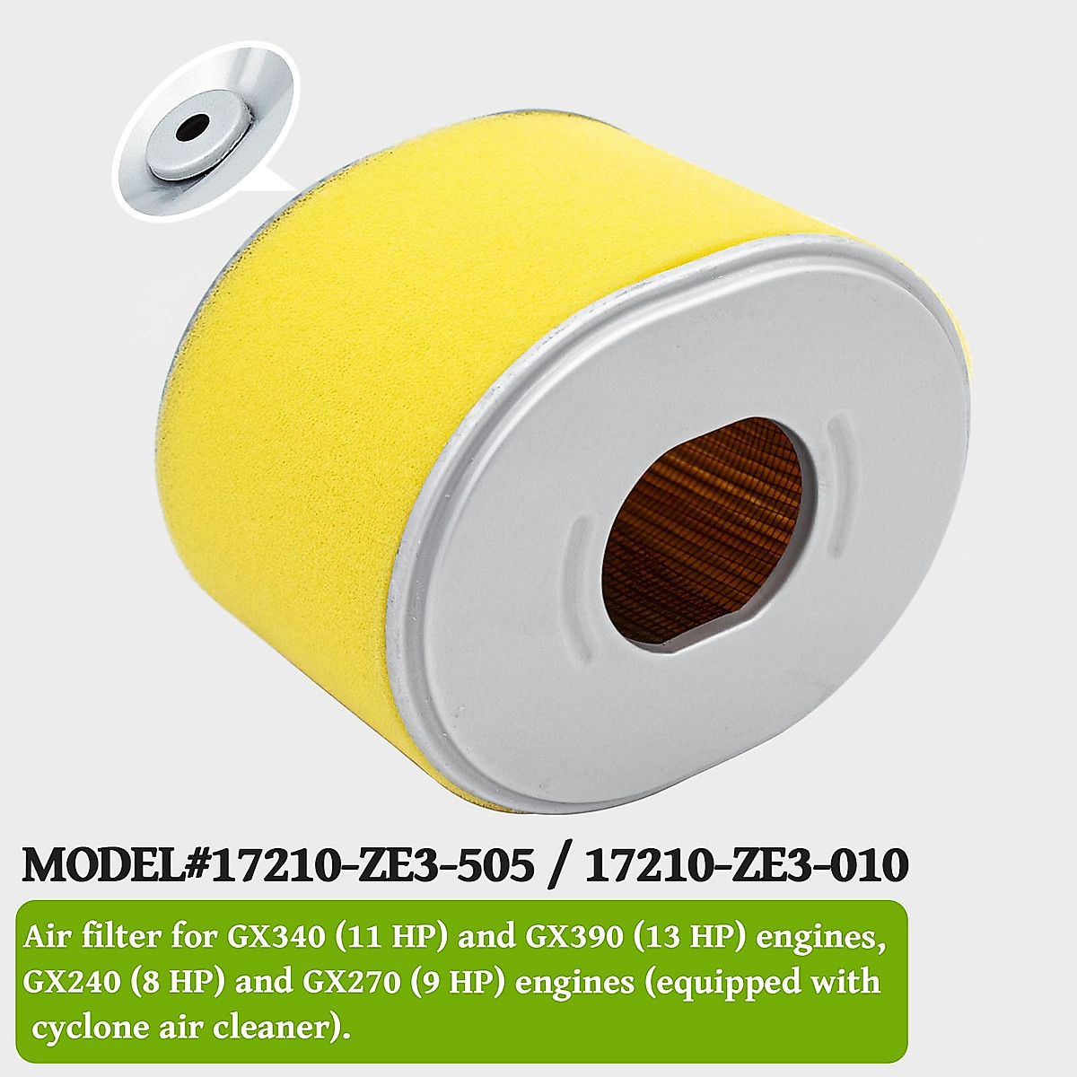 GX390 Air Filter Replacement for Honda AFZE30 GX340 13HP 11HP Cyclone Engines - Replaces 17210-ZE3-505 17210-ZE3-010 Air Filter with Pre-Filter
