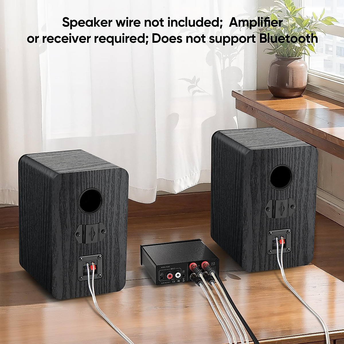 Saiyin Passive Bookshelf Speakers for Desktop Stereo or Home Theater Surround Sound, 3.5-Inch Woofer with Horn Tweeter, 2-Way Passive Near-Field Monitor Speakers, Wall Mountable,Without Speaker Wire