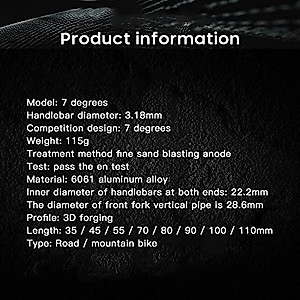 ZECHAO Mountain Cycling Handlebar Stem,31.8mm Aluminum Alloy Mountain Bike Stems Bike Road Bike Clamp Stem Shock Resistant Handlebar Stem Bike Stem (Color : Black, Size : 55mm)