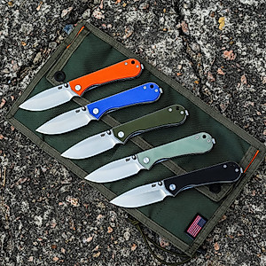 NUKNIVES S13 Kumpanter Small Folding Pocket Knife - 3 Inch D2 Folding knife and G10 EDC Pocket Knife with Clip - Pocket knives & Folding Knives for Men and Women - OD Green