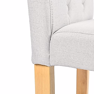 FurnitureR Dining Chairs Set of 4, Wooden Armless Kitchen Chair with Solid Rubber Wood Legs High-Back Dining Room Chairs with Upholstered Padded Cushion, White
