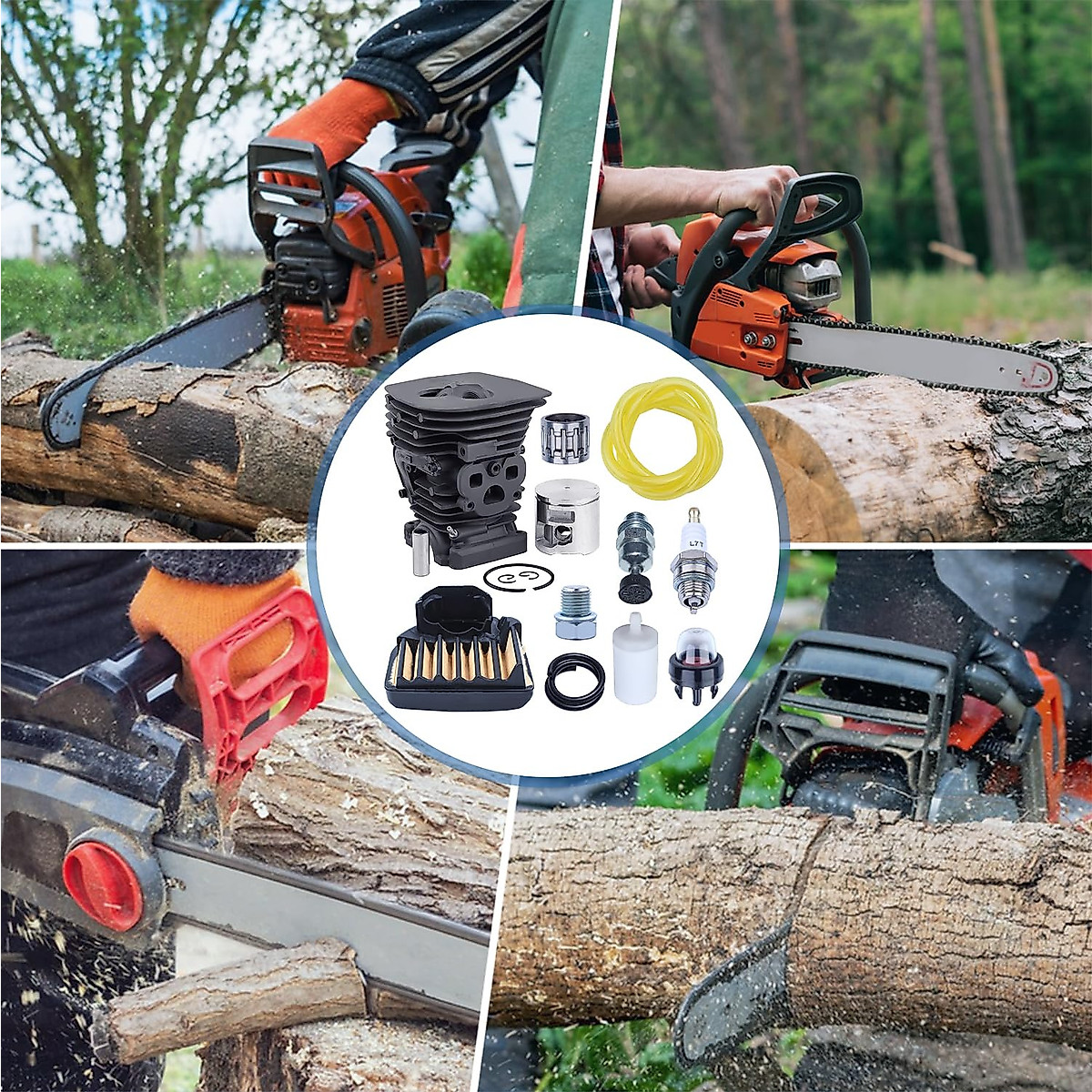 AUMEL 537320402 47mm Cylinder Piston Kit for Husqvarna 455 460 Chainsaw Part w/Air Fuel Filter Line Primer Bulb Spark Plug Valve Bearing.