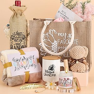 pengtai Mothers Day Gifts For Grandma,Grandma Gifts,Nana Gigi Grandma Birthday Gifts Box from,Grandma Coffee Mug Beach Travel Bag Set