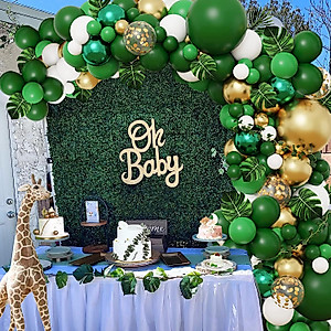 Jungle Party Balloons Garland Arch Kit, Green Gold White Balloons Safari Tropical Dinosaur Birthday Party Decorations for Baby Shower, Bridal Shower, Wedding, Anniversary, Graduations