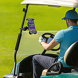 Roykaw Golf Cart Phone Mount Holder for iPhone/Galaxy/Google Pixel/Motorola & GPS SkyCaddie SX400, SX500 - Fit for EZGO, Club Car, Yamaha, ICON, Advanced EV, Upgrade Quick Release & One-Touch Lock