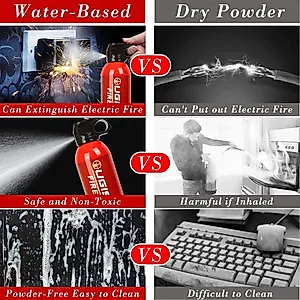 Fire Extinguisher with Mount - 4 in-1 Fire Extinguishers for The House, Portable Car Fire Extinguisher, Water-Based Fire Extinguishers(620ml)