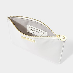 KATIE LOXTON Bridal Stone Love Laughter and Happily Ever After Womens Vegan Leather Clutch Pouch Pearl Color