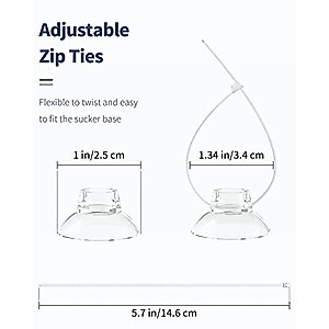 Pawfly 20 Pack Aquarium Suction Cups and 40 Pieces Adjustable Zip Ties Cables Set Fish Tank Tools for Binding Moss Holding Airline Tubing Decorations Shrimp Nests and Reptile Hammocks