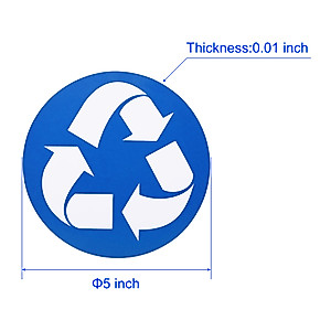 M METERXITY 2 Pack Recycle Sticker - Home Trash Can Labels, Strong Adhesion & Smooth Surface, Apply to Kitchen/Garden Trash Bin (5 Inch, White on Light Blue)