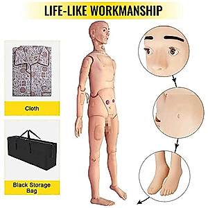 Basic Geriatric Nursing Skills Training Manikin, Geriatric Patient Care Skills Mannequin with Interchangeable Genitals and Trauma Modules for Nursing Medical Training Teaching Medical