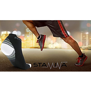 Physix Gear Sport Low Cut Socks Men & Women - Ankle Compression Running Socks (2Pair Blk-Wht L/XL)