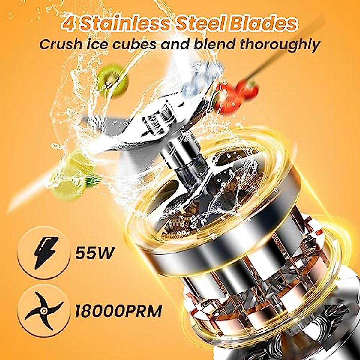 2 in 1 Portable Blender with Citrus Juicer, Blender for Shakes and Smoothies, Personal Smoothie Blender with 12 Oz Travel Cup and Lid, USB Rechargeable Mini Blender Smoothie Maker Lemon Orange Juicer