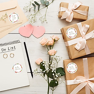 Acetiamin 500PCS Hello Spring Sticker Roll, 1.5 Inch Round Flower Label Stickers for Kids and Adults, Happy Spring Holiday Gift Tag for Greeting Cards, Gift Boxes Decorations, Sealed Envelopes