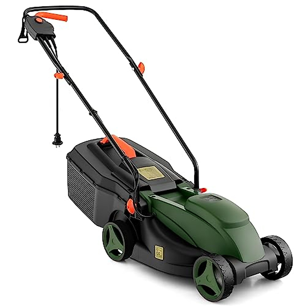 Safstar Electric Corded Lawn Mower Clearance, 12-AMP 14-Inch Walk-Behind Lawnmower with Collection Box, 3 Adjustable Height Position, Self Locking Function, 2-in-1 Push Lawn Mower for Backyard Patio