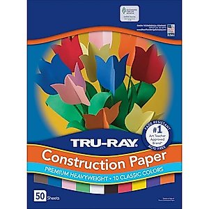 Tru-Ray® Construction Paper, 50% Recycled, Assorted Colors, 12" x 18", Pack Of 50