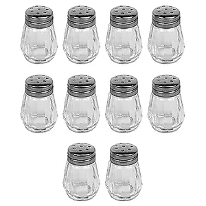 BESTonZON 10Pcs Salt Shaker or Pepper Shaker with Pour Holes Stainless Steel Dispenser for Pink Himalayan, Table Salt BBQ Seasoning Containers