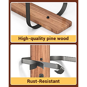 Midukit Cowboy Hat Rack For Wall, Cowboy Hat Holder For 4 Hats With Hooks,Rustic Metal Cowboy Hat Hanger For Wall With Pine Board,Western Hat Rack For Cowboy Hat,1 Pack