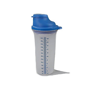 Tupperware Kenparazzi 600 ml XL Quick-Shake Shaker Mix Fix Mess Mixing Cup, Clear Blue