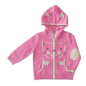 Gia John Cashmere Baby Girl Hoodie 2 Piece Sweater Set and Knit Pants Cashmere Pink 6-24M