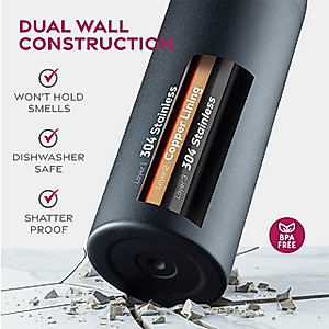 Triple-Insulated Stainless Steel Water Bottle with Straw Lid - Flip-Top Lid - Wide-Mouth Cap (25 Oz) Insulated Water Bottles, Keeps Hot and Cold - Sports Canteen Water Bottle Great for Hiking & Biking