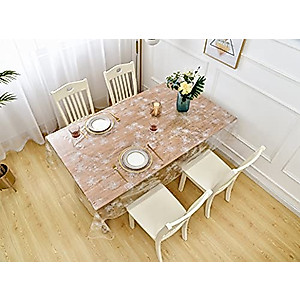 Rally Home Goods Indoor Outdoor Patio Premium Clear Vinyl Rectangular Tablecloth, Spill Proof Wipeable Cover for Dining Table, Clear Vinyl Imprinted White Floral, for Tables 60 x 84 Inch Oblong