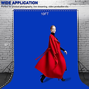10 X 8 FT Royal Blue Screen Backdrop for Photography, Chromakey Background for Video Self Tape Audition Zoom Meeting Photoshoot Gaming YouTube, Polyester Cloth Fabric Curtain Sheet with 4 Clamps