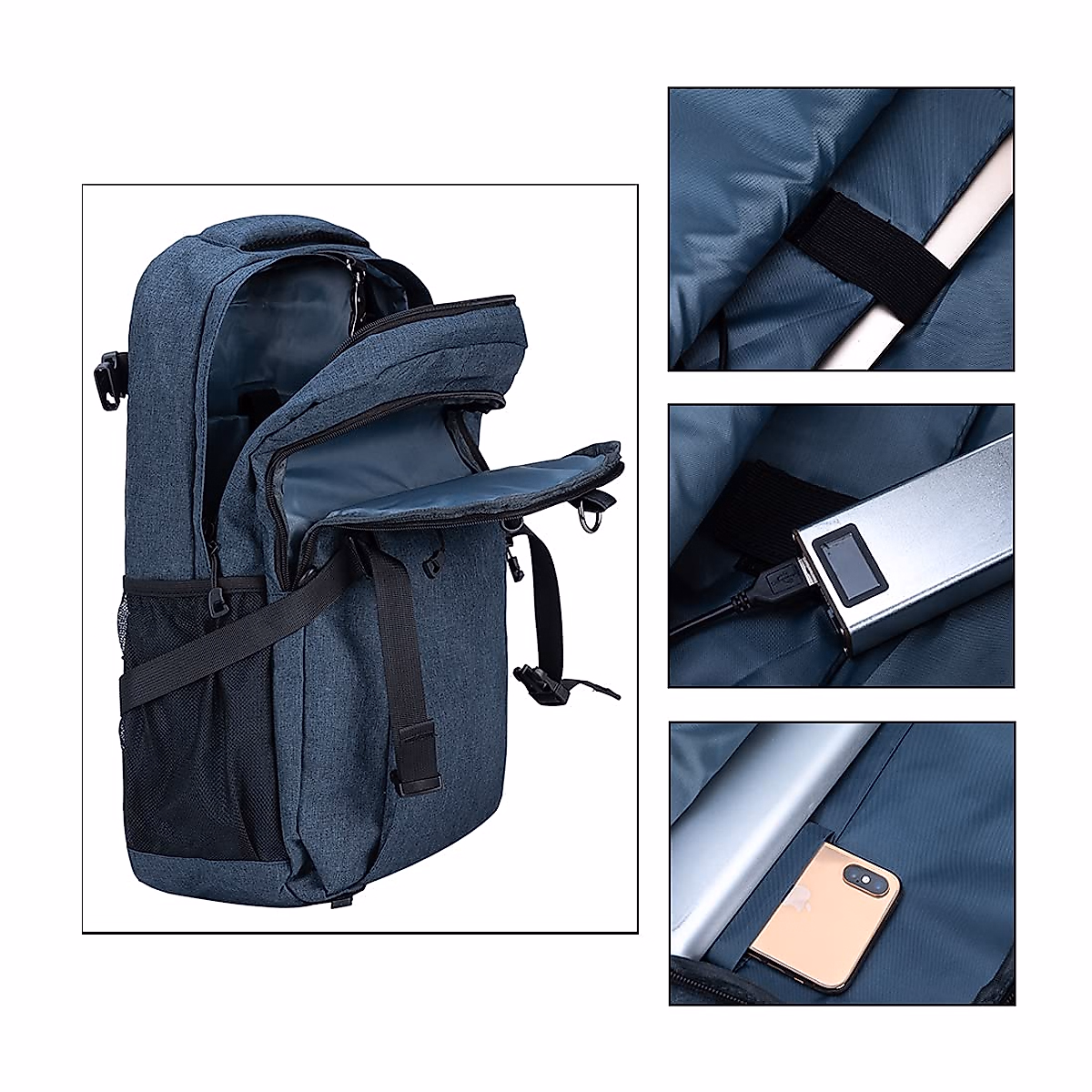 Widfre Basketball Backpack with USB Charging Port, Durable Men's Laptop Backpack for Outdoor with Ball Compartment (Navy)