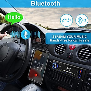 Car Radio Bluetooth Single DIN Car Stereo Audio, MP3 Player Car Stereo 1 DIN with Bluetooth Handsfree/ FM/ Dual USB/ TF/ AUX/ EQ/ Quick Charge, with Wireless Remote Control