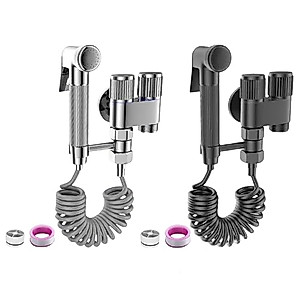 Multiunctional Handheld Bidet Sprayer Set for Toilet with Double Control valves & Hand Shower Attachment Simple Installs