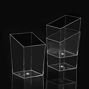 Plastic Dessert Cups with Spoons,Mini Disposable Appetizer Cups Clear Square Slanted Parfait Cups for Party - Set of 24 (3oz square slanted dessert cups)