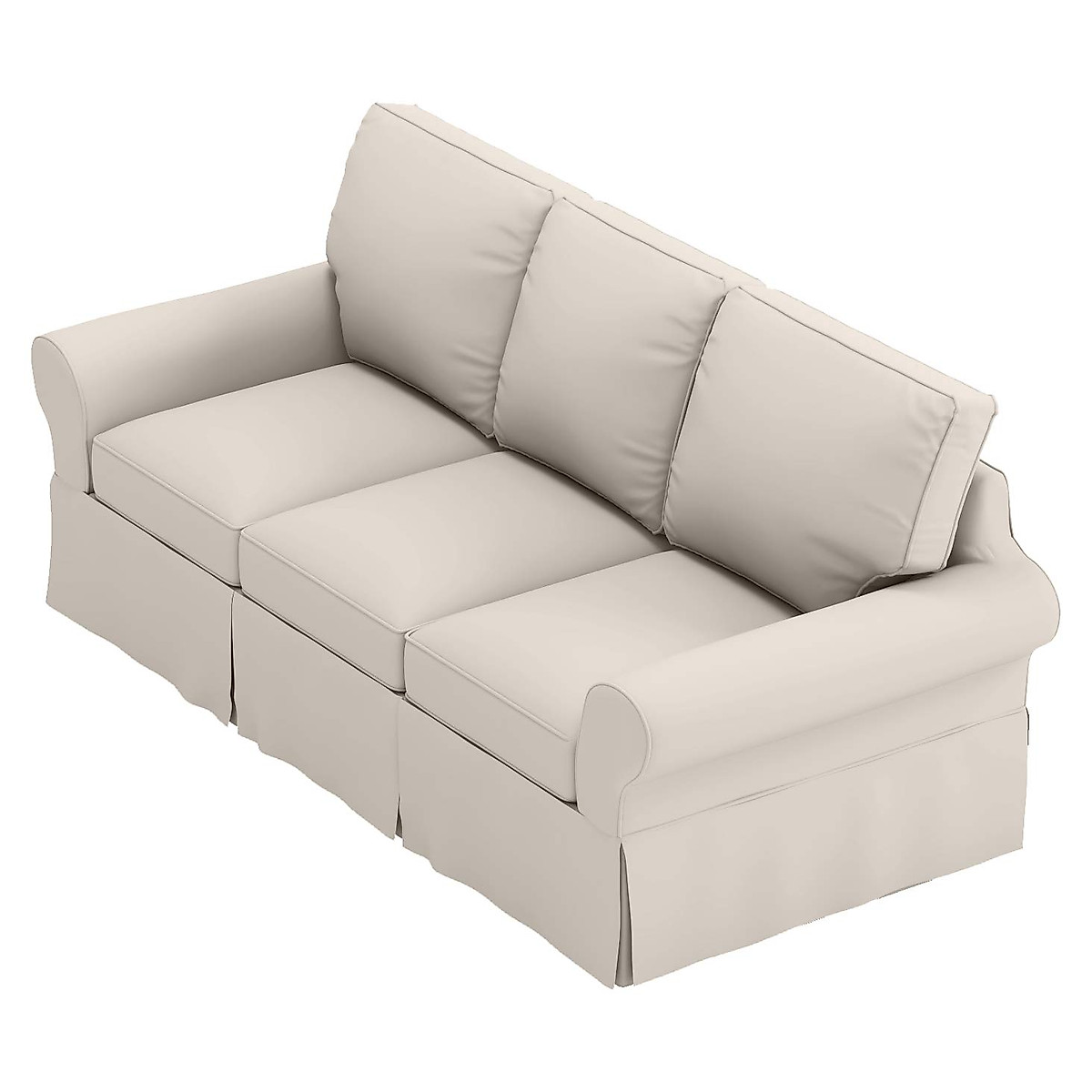 HomeTown Market Sofa Covers Custom Made Compatible for Pottery Barn PB Basic Three Seater Sofa Slipcover (PB Basic 3 Seat (Width: 82.5"), Polyester Flax Beige)