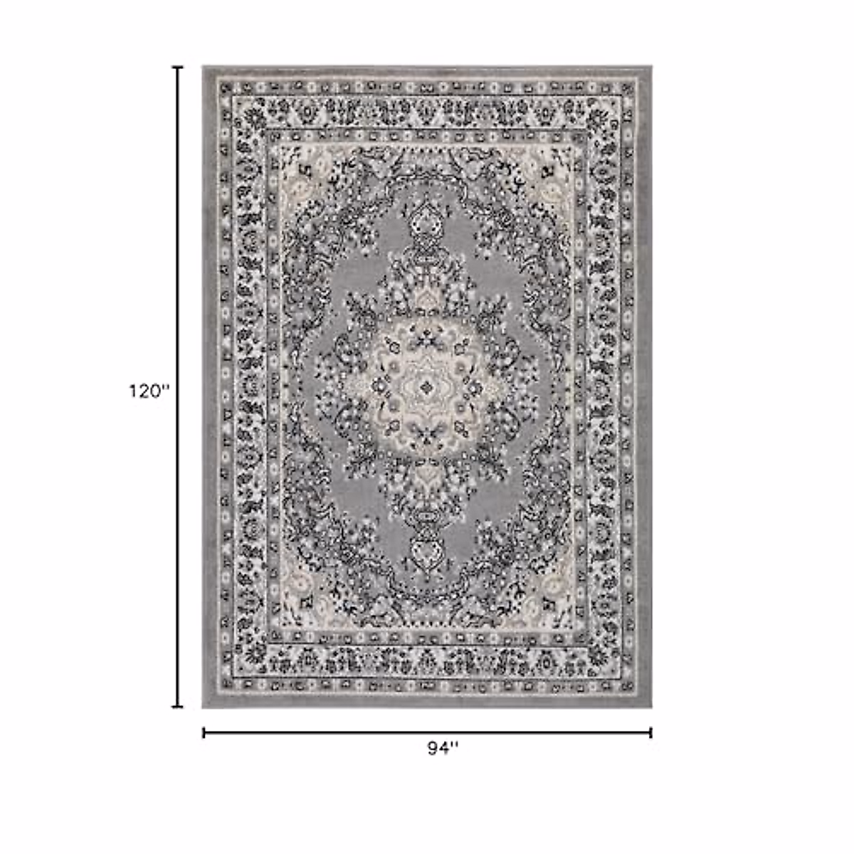 Antep Rugs Oriental 8x10 Traditional Medallion Indoor Area Rug Siesta (Gray Beige, 7'10" x 10')