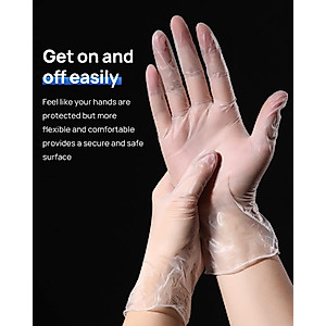 JMU Clear Vinyl Exam Gloves Small 100 Count, Latex Free Powder Free, 4 mil Thick Disposable Vinyl Gloves, Food Safe Gloves