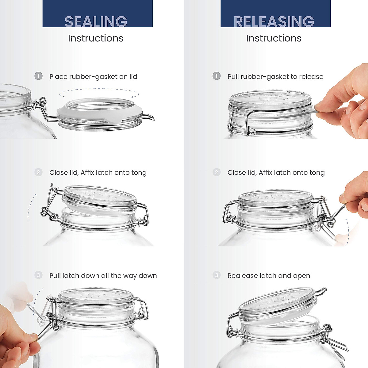 Bormioli Rocco - Food Storage Container - Glass Fido Jars - Hermetic Sealed Hinged Airtight Lid for Fermenting, With Paksh Chalkboard Labels 50 3/4 Ounce (1.5 Liter)