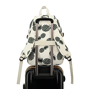 Dimanito Laptop Backpack College Backpack with USB charging port for laptop up to 15 inch Men Women outdoor Travel Backpack (Pineapple)