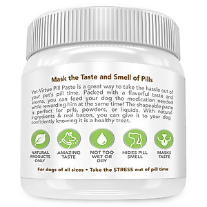 VET-VIRTUE Pill Masking Paste for Dogs, Peanut Butter Flavor - Perfect Pet Medicine Treats to Hide Pills, Medication & Capsules, with Natural Ingredients & Packed with Flavor Dogs Love