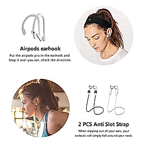 Black Airpods Case,16 in 1 Airpod 1&2 Accessories Set Anti-Lost Straps with Keychain/Apple Watch Band Holder/Airpod Ear Tips/Ear Hooks/Carry Case for Apple Airpods Silicone Cover for Girls/Women/Men…