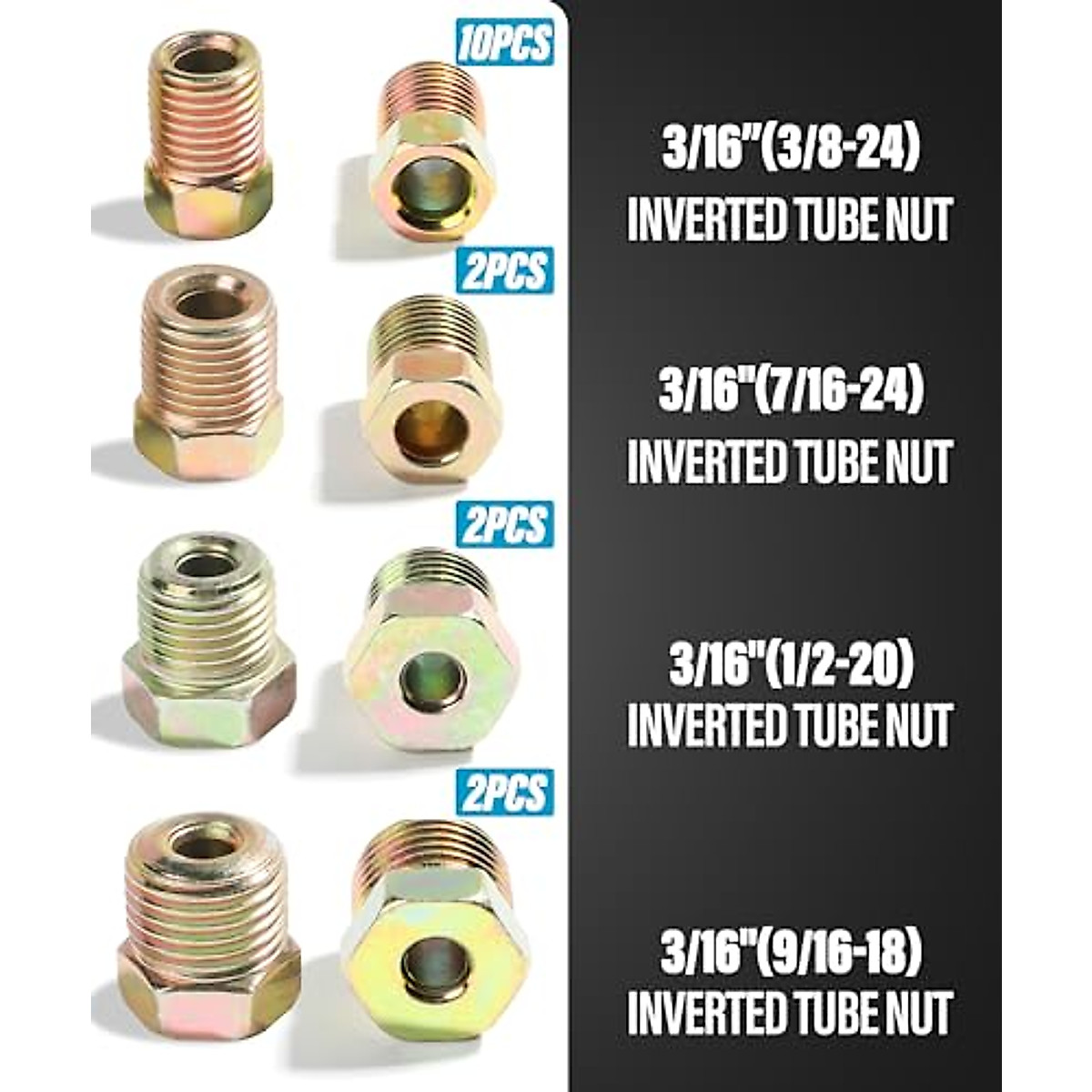 YAKEFLY 25 ft 3/16 Copper Coated Brake Line Kit with 16 Fittings and 4 Unions Brake Line Fittings,Brake Line Double & Single Flaring Tool Kit,Fits for Most Hydraulic Braking Systems (Silver)