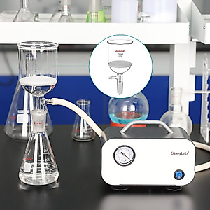 StonyLab Borosilicate Glass Buchner Filtering Funnel with Fine Frit(G3), 76mm Inner-Diameter, 80mm Depth, with 24/40 Standard Taper Inner Joint and Vacuum Serrated Tubulation (250ml)