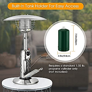 Tangkula Tabletop Propane Patio Heater, 11,000 BTU Portable Outdoor Heater W/Adjustable Flame, Simple Ignition System, Tipping-Over Protection, Ideal for Courtyard, Garden, Patio Restaurant (Silver)