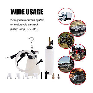 JIFETOR Pneumatic Vacuum Brake and Clutch Fluid Bleeder Tool Kit, Car Truck Motorcycle Brake Oil Change Set with Extractor and Refill Bottle, 4 Master Cylinder Adapters, 2 Air Quick Plugs