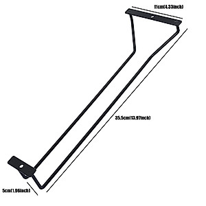 ZOOHOT 35.5cm Wine Glass Rack - Under Cabinet Stemware Wine Glass Holder Glasses Storage Hanger Metal Organizer Black (1 Rows, 3 Pack)