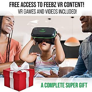 Virtual Reality Headset for Kids - for Android | Includes Built-in Button + Remote Controller for Android | VR Goggles Set for Phones 4.5"-6.5" - Green