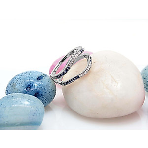 Dazzlingrock Collection Round Blue Sapphire & White Diamond Women Wedding Band Enhancer Guard Ring, Sterling Silver, Size 7.5