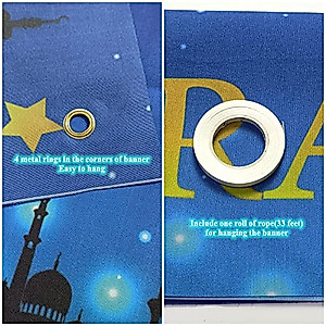 KYMY Ramadan Mubarak Porch Sign with 59 X 11.8 inch,Muslim Ramadan Banner for Eid Mubarak Party,Islamic Hanging Banner for Indoor and Outdoor Ramadan Mubarak Decorations