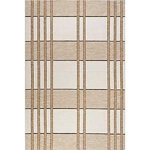 nuLOOM 7' x 9' Upgraded Performance Outdoor Area Rug, Stain Resistant, Durable, Modern, Patio, Balcony, Living Room, Dining Room, Damsel Beige