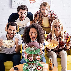 Football Cupcake Stand Decoration,3 Tier Party Cupcake Baby Shower Sports Dessert Holder Football Stadium Snack Tray Stand Tower Cake Stand for Kids Birthday Football Sport Party Supplies (Football)