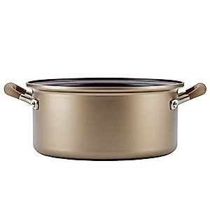 Anolon 83868 Advanced Hard Anodized Nonstick Stockpot / Dutch Oven with Frying / Skillet Pan - 5 Quart and 11 Inch, Bronze Brown